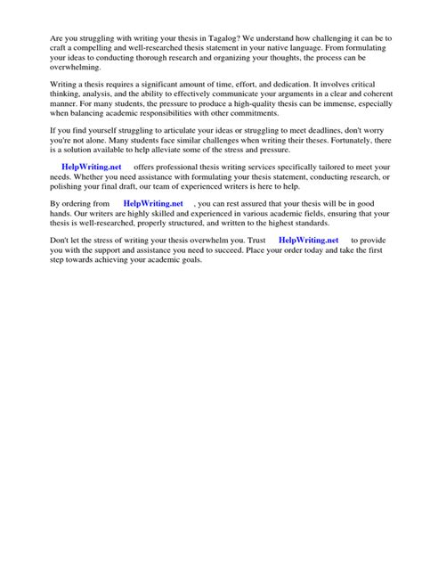 Thesis Statement Tagalog Version Pdf Tagalog Language Thought