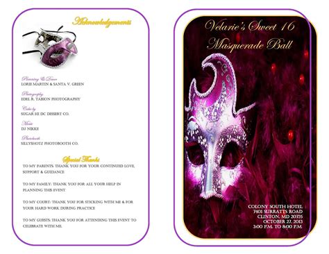 Masquerade Ball Theme Program Brochure