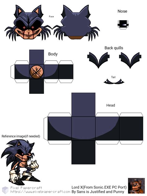 X Sonic Exe Pixel Papercraft