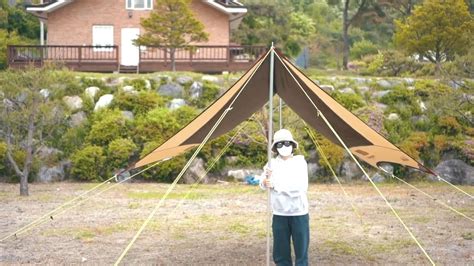 헥사타프 여자 혼자 각잡고 한번 쳐 봤습니다 타프 쉽게 치는 법 헥사타프 혼자 치는 법 타프 설치 캠핑꿀팁 Youtube