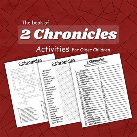 The Book Of 2 Chronicles Bible Activities Word Search Crossword Word Jumble