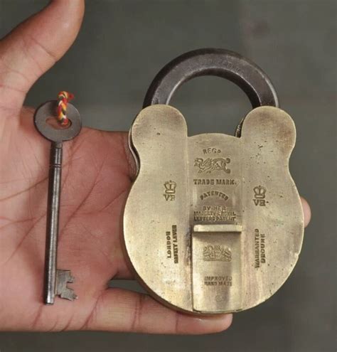 Vintage Brass Vr Crown Mark Monogram Engraved Handcrafted Solid Padlock