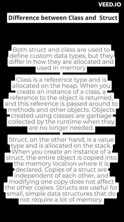 Difference Between Class And Struct Youtube