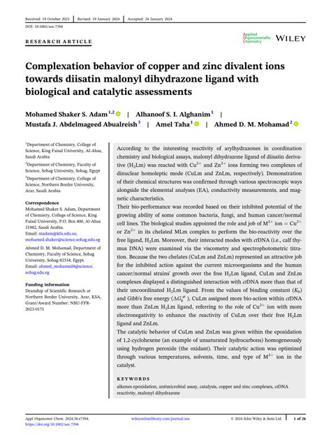 Complexation Behavior Of Copper And Zinc Divalent Ions Towards Diisatin