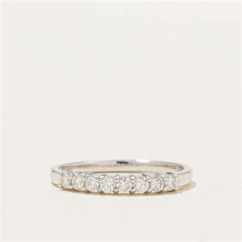 14k White Gold Semi Eternity Diamond Band 024ctw Sz 55