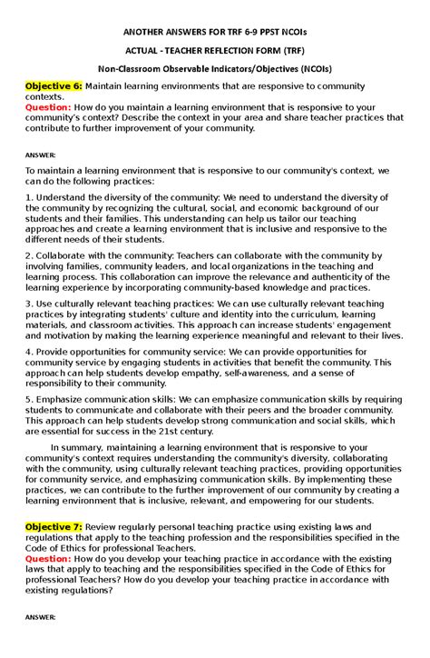 Trf Objectives 6 9 Set 4 Answers Another Answers For Trf 6 9 Ppst