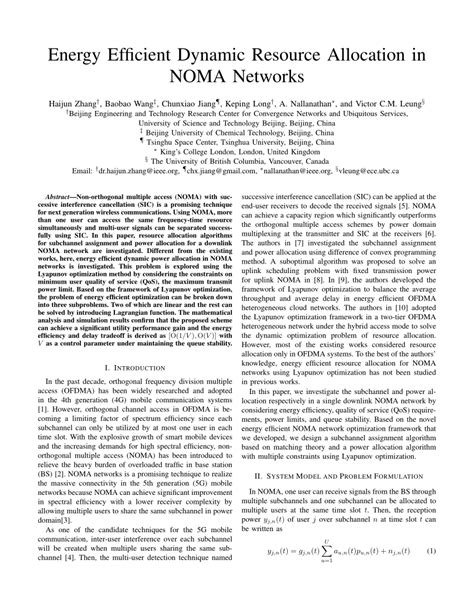 Pdf Energy Efficient Dynamic Resource Allocation In Noma Networks