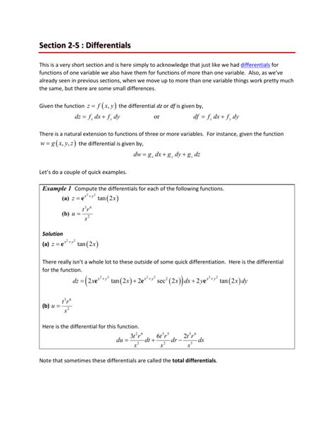 Multivariable Calculus Differentials Explained