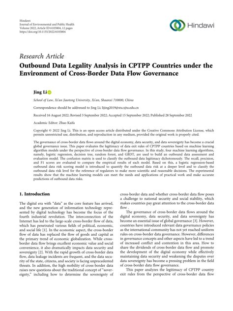 Pdf Outbound Data Legality Analysis In Cptpp Countries Under The Environment Of Cross Border