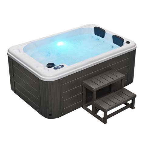 Luxury Spas Riley 2 Person 26 Jet Lounger Hot Tub In Cloud Gray With