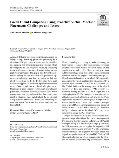 Proactive Vm Placement In Cloud Computing Pdf Virtual Machine Virtualization