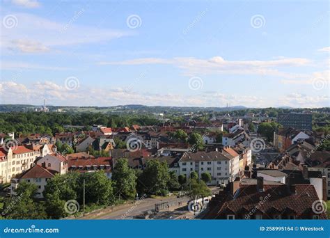 Beautiful View From A Hill Over Parts Of Kassel City With The Stadium