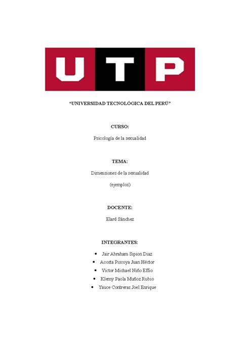 S2 Ejemplos De Las Dimensiones Sexuales Psicología De La Sexualidad