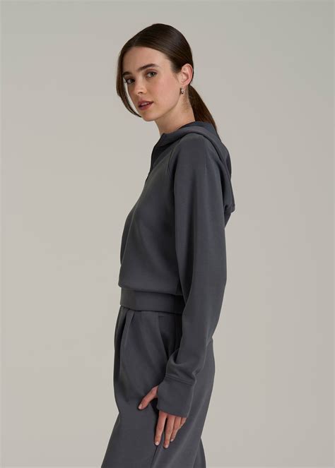 Soft Motion Cropped Zip Up Hoodie For Tall Women American Tall