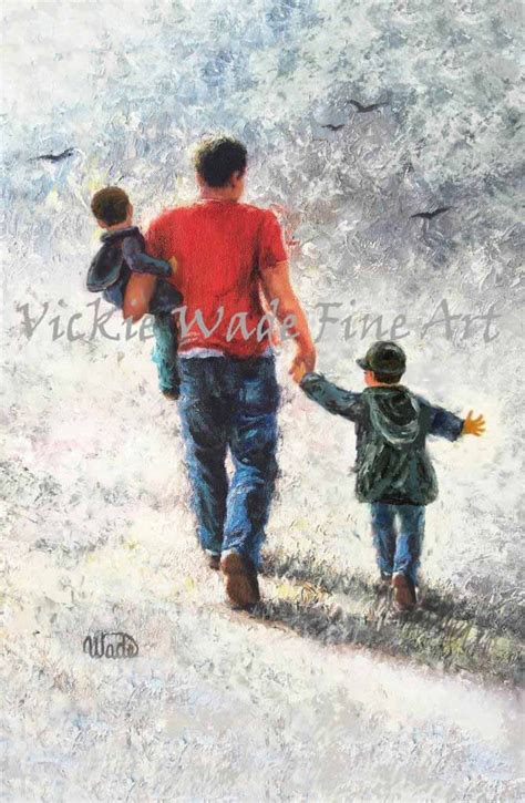 Father And Two Sons Art Print Dad Two Sons Father Two Boys Two