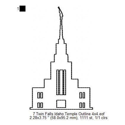 Twin Falls Idaho Lds Temple Outline Machine Embroidery Digitized Desig Ten Needle Design