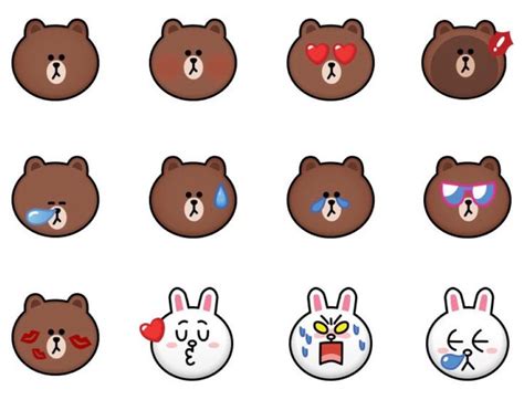 Line Friends Brown And Cony Emoji Stickers For Iphone