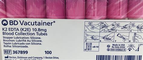 New Bd 367899 K2 Edta K2e 108mg Blood Collection Tubes Pack Of 100