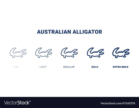 Australian Alligator Icon Thin Light Regular Bold Vector Image