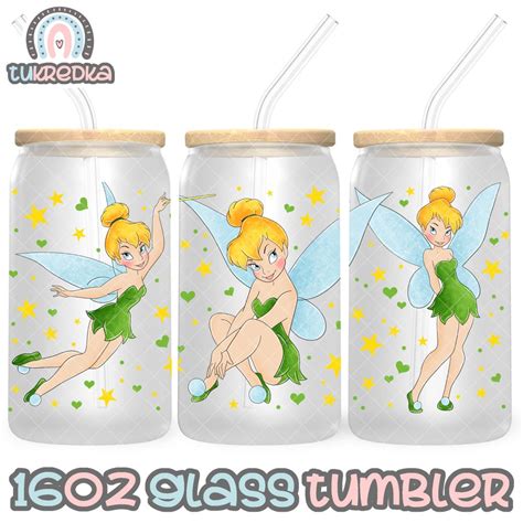 Tinkerbell Cup Png File Digital Download 16oz Glass Tumbler Design
