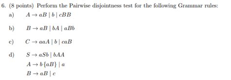 Solved 6 8 Points Perform The Pairwise Disjointness Test