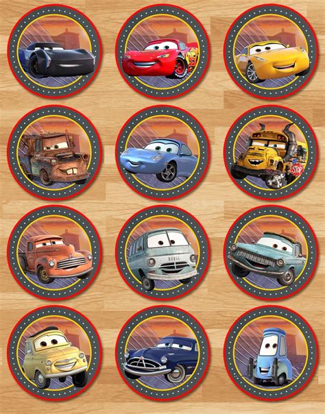 Disney Cars 3 Cupcake Toppers Chalkboard Cars 3 Stickers Cars 3