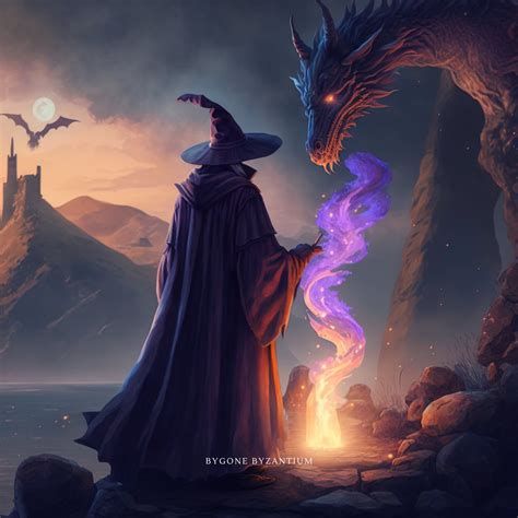 Surreal Dragon Wizard Printable Wall Art Dreamlike Visual Magical
