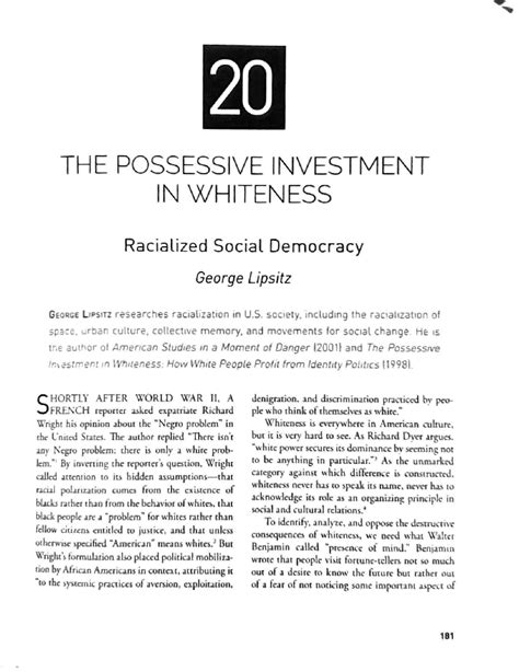 Lipsitz The Possessive Investment In Whiteness Ces 100 Studocu