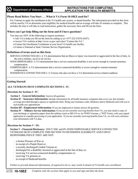 Instructions For Completing Application For Health Benefits