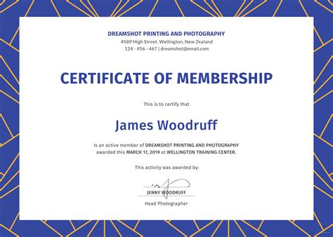 Membership Interest Certificate Template