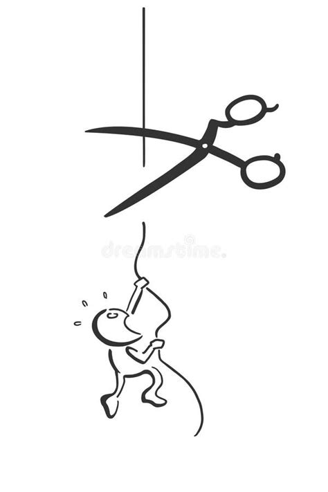 Scissor Cutting Rope Draw Stock Vector Illustration Of People 280650649