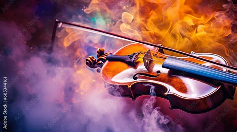 Violin In Colorful Powder Explosion Illustration Of The Violin