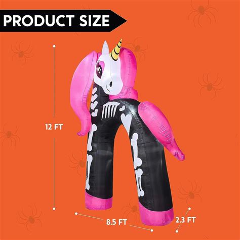 Joeidomi 12ft Rainbow Skeleton Unicorn Arch Led Halloween Inflatable