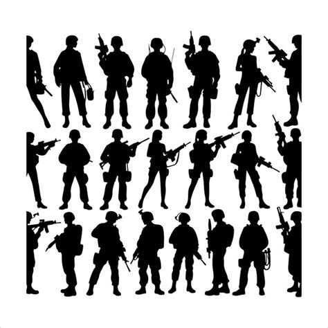 Soldier Silhouette Special Army Force Wearing Uniforms Soldiers