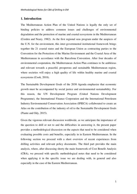 Pdf Methodological Notes For Cba Of Drilling In Em 1