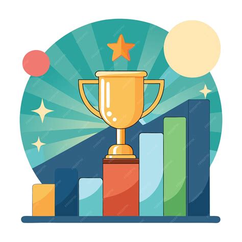 A Trophy On A Pedestal With Colorful Bar Graphs In The Background