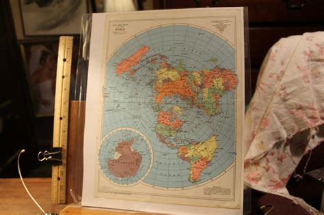 Vintage 1956 Map Mounted On Cardstock Air Age Map Of The World 14265366