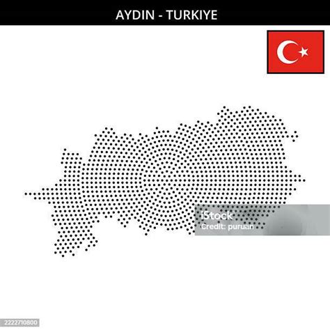 Medium Circular Dotted Map Of Aydin In Turkiye Stock Illustration