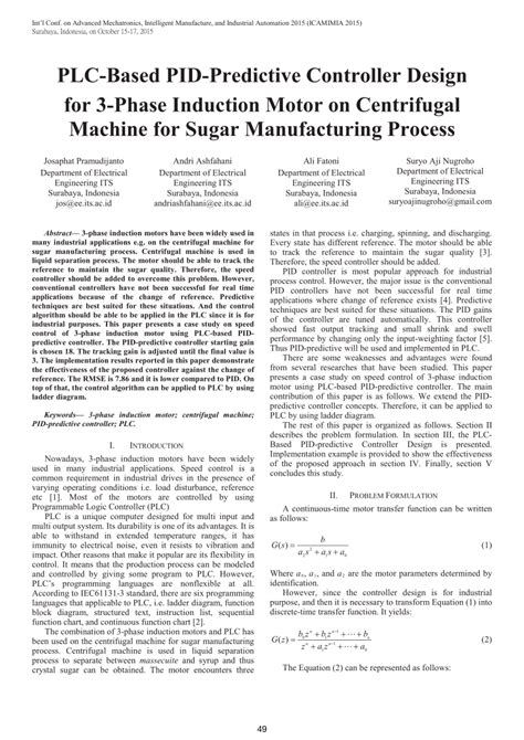 pdf plc based pid predictive controller design for 3 phase induction motor on centrifugal