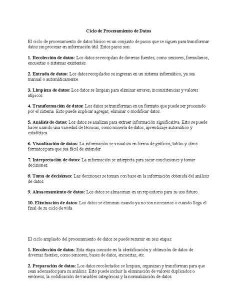 Ciclo De Procesamiento De Datos Alg Ciclo De Procesamiento De Datos