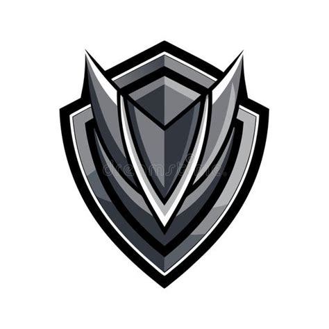 Abstract Metallic Shield Emblem Design Featuring Layered Geometric