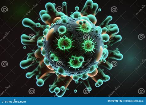 Viral Bacterium Under The Microscope Generative Ai Stock Illustration