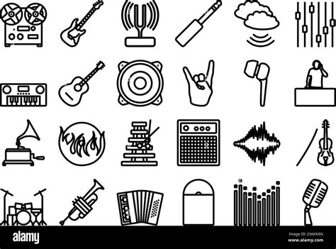 Music Icon Set Bold Outline Design With Editable Stroke Width Vector Illustration Stock Vector