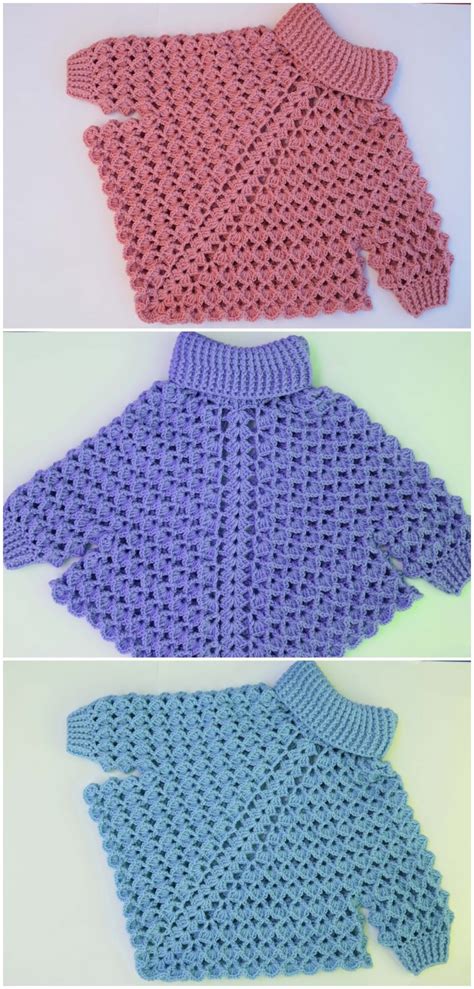 Crochet Turtleneck Poncho With Sleeves Crochet Ideas