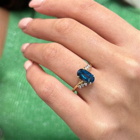 London Blue Topaz And Diamond Ladies Ring 14k Yellow Gold 173cttw For