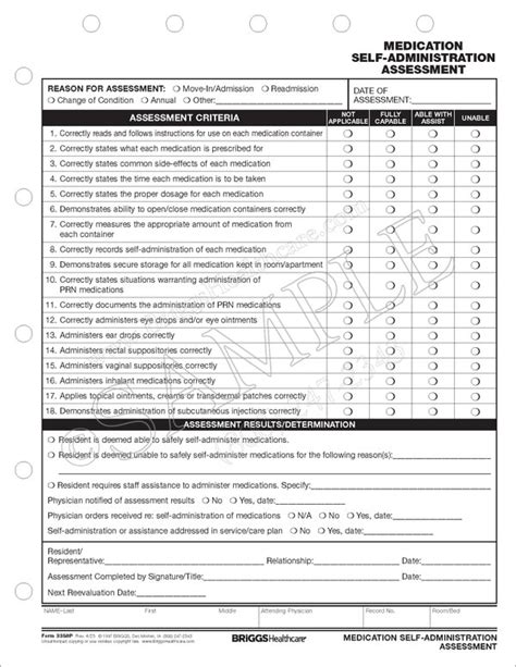 Medication Self Administration Assessment