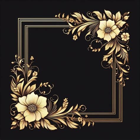 Premium Photo Square Golden Floral Frame Design Floral Frame Design