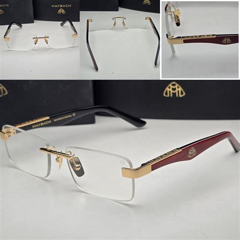 Maybach Rimless Rectangular Sunglasses With Gold Tone Metal And