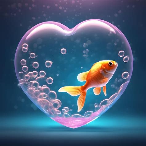 Premium Ai Image Fish Inside Of A Heart Shaped Bubble