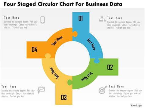 Four Staged Circular Chart For Business Data Flat Powerpoint Design PowerPoint Templates